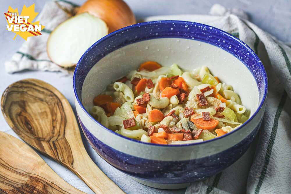 Vegan Chicken Sopas (Filipino Macaroni Soup) - The Viet Vegan