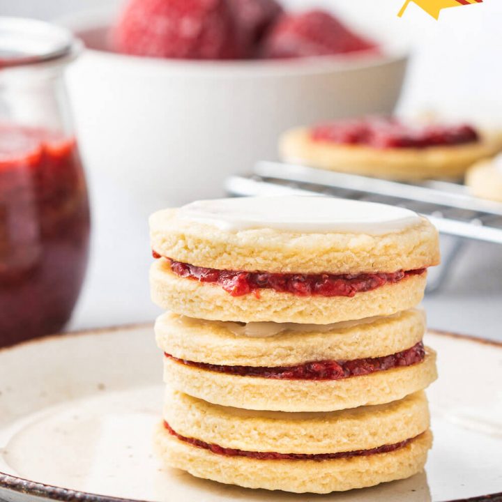 Vegan Strawberry Jam Empire Cookies - The Viet Vegan